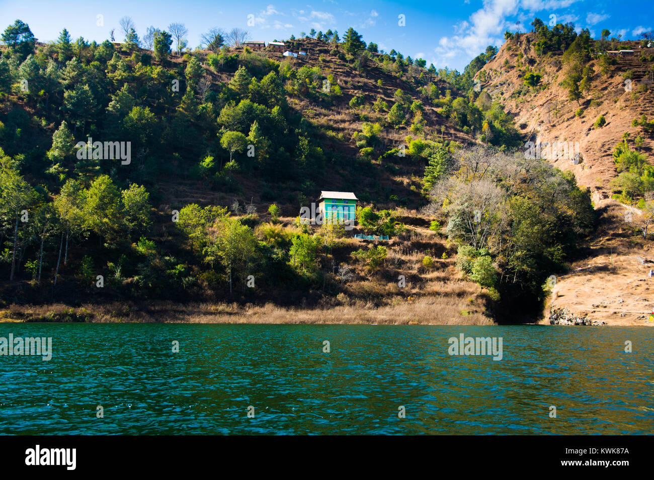 Beautiful Village Lake and Boat Stock Photo - Alamy