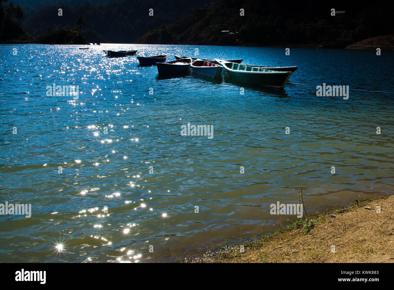 Beautiful Village Lake and Boat Stock Photo - Alamy