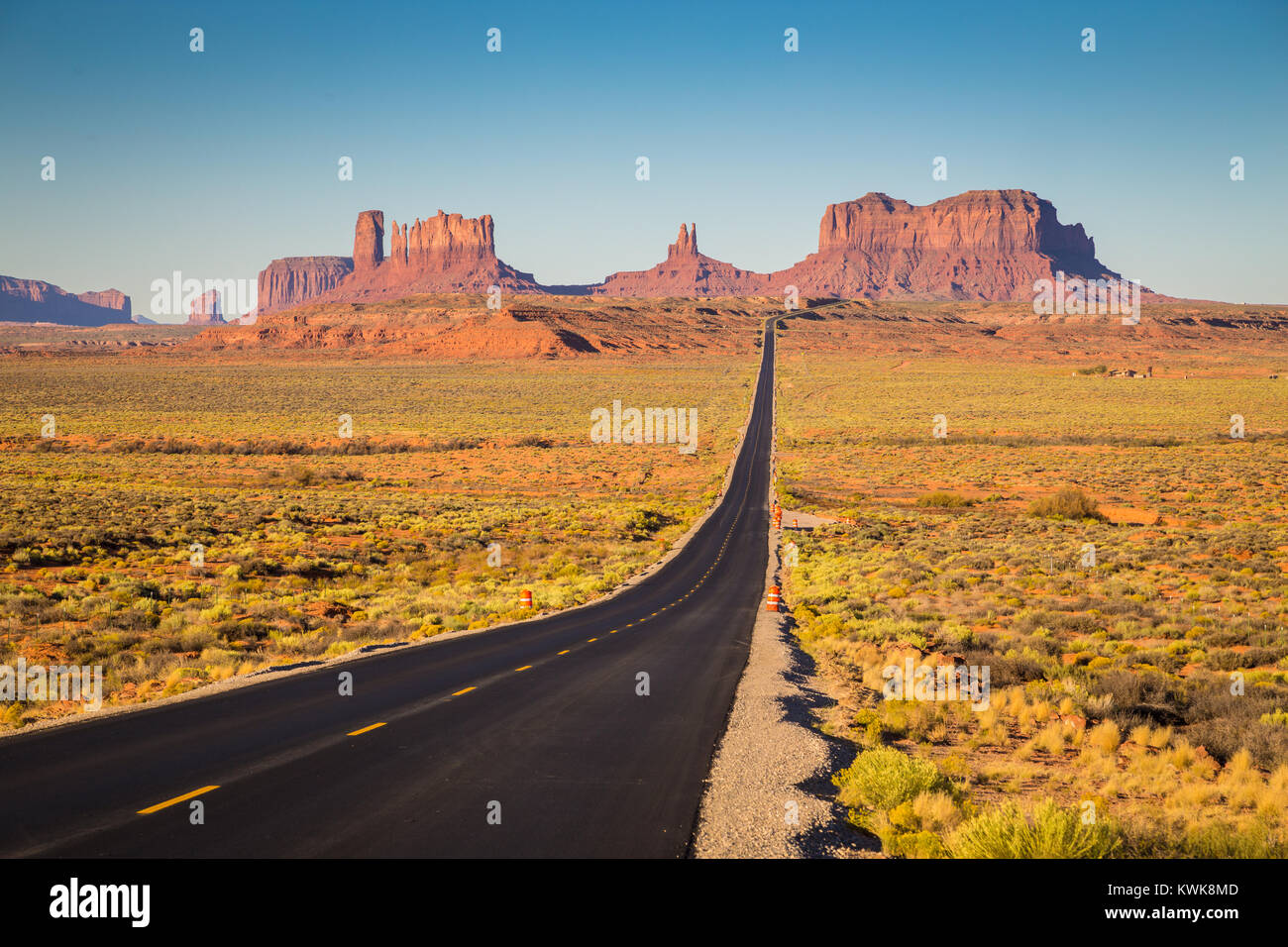 Classic panorama view of historic U.S. Route 163 running through famous ...