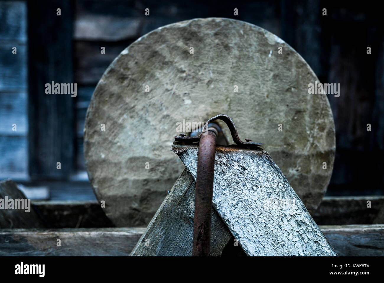 Grindstone at a flake Stock Photo - Alamy