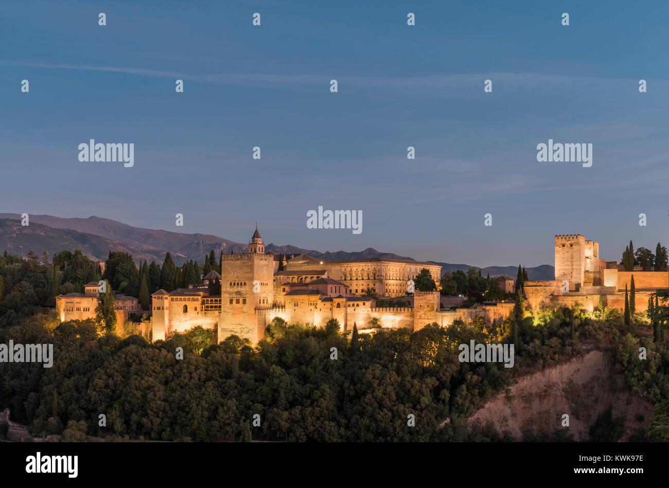 View of the Alhambra from the Mirador de San Nicolas, Granada, Spain ...