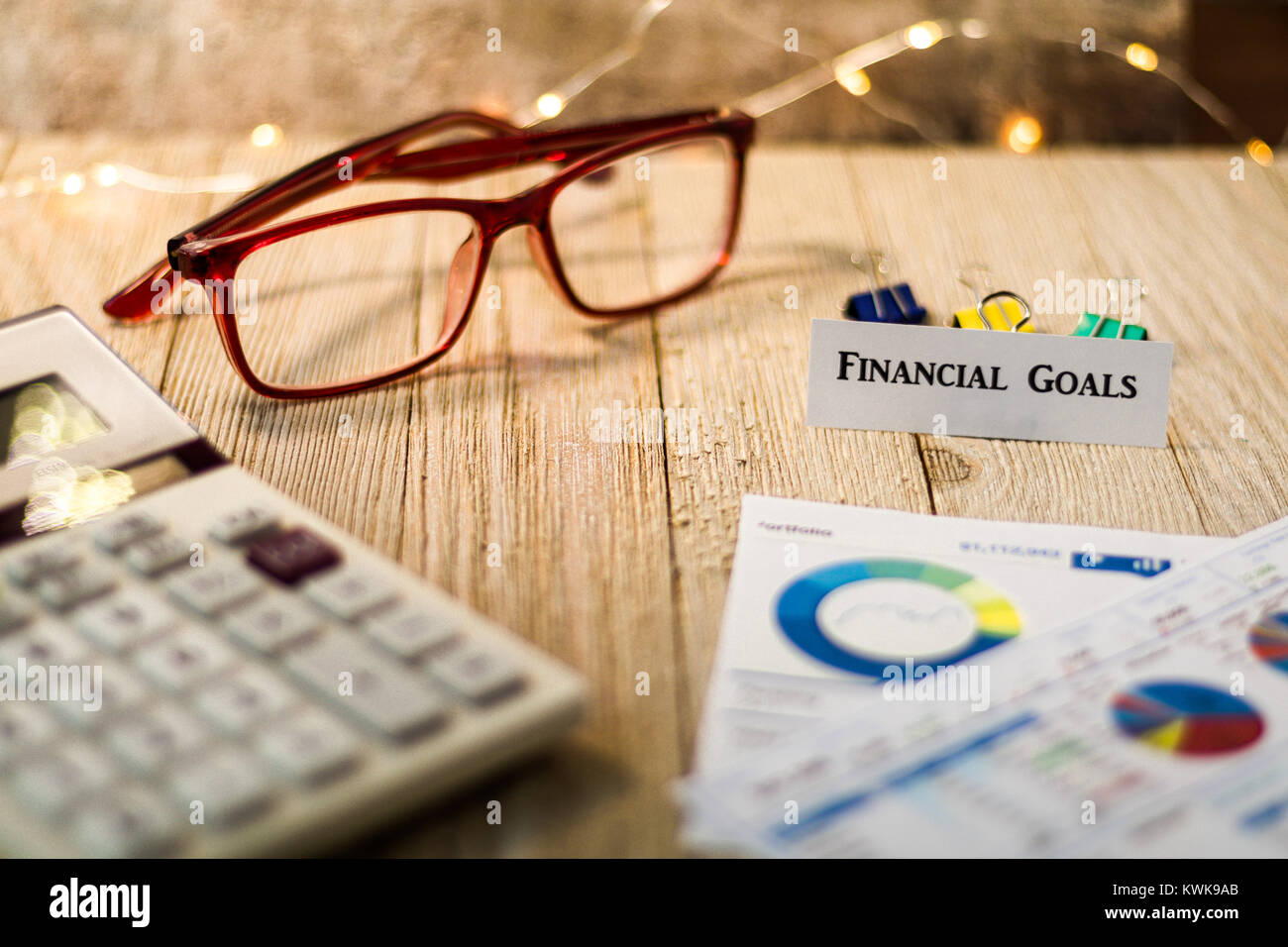 Financial Goals motivational concept with charts and graphs and ...