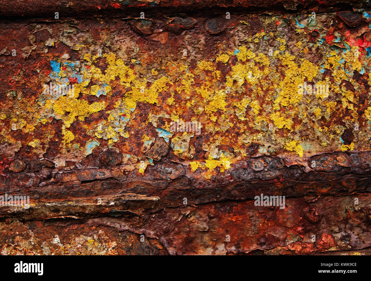 strong colours and interesting patterns of rust on a metallic wreck of ...