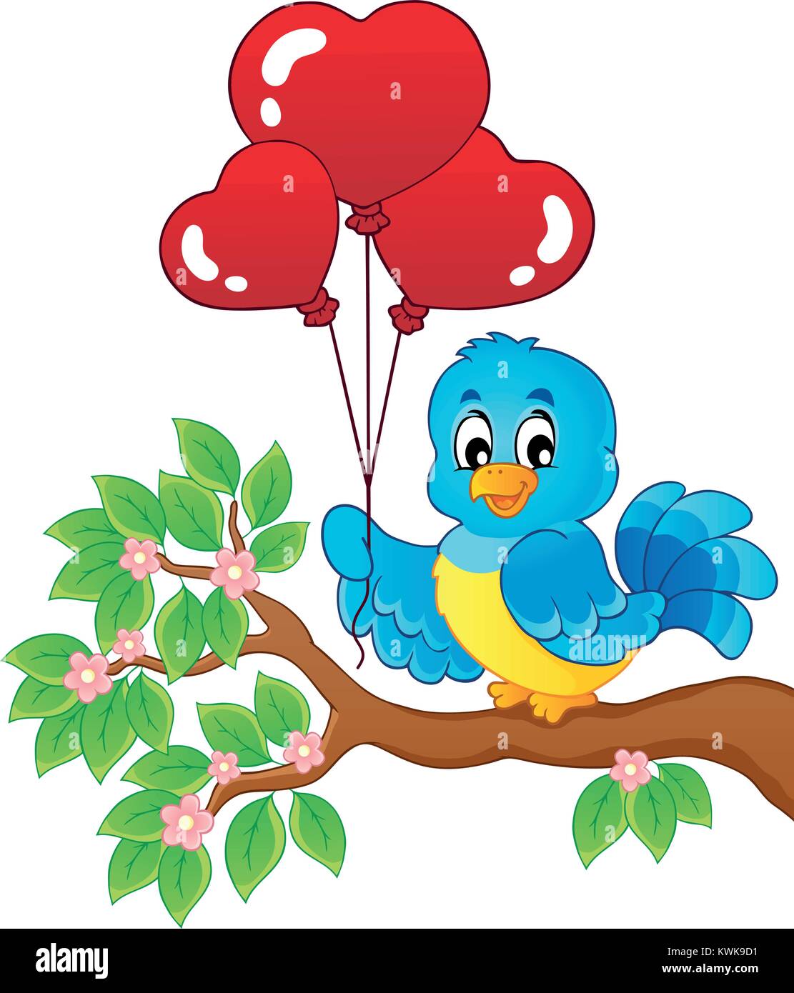 Bird with heart shaped balloons theme 2 - eps10 vector illustration ...