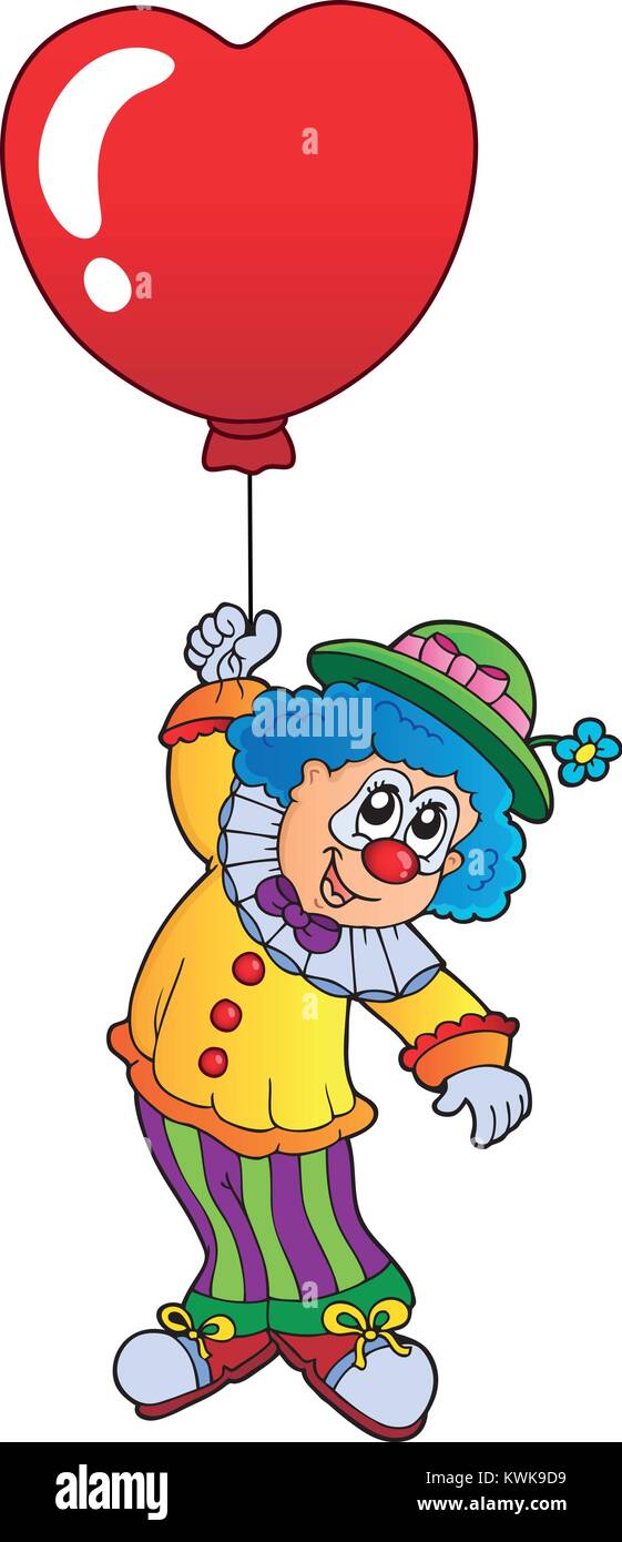 Clown with heart shaped balloon theme 1 - eps10 vector illustration ...