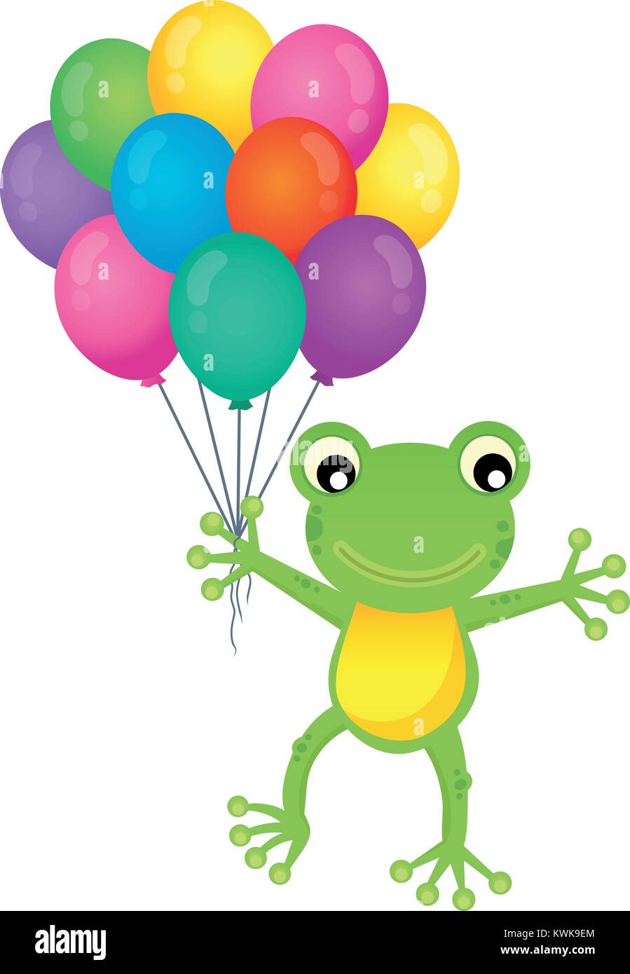 Frog with party balloons theme image 1 - eps10 vector illustration ...