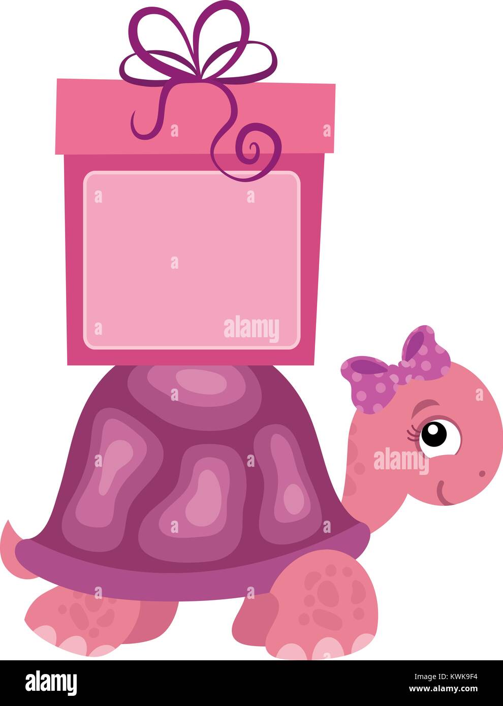 Pink turtle with gift - eps10 vector illustration Stock Vector Image ...