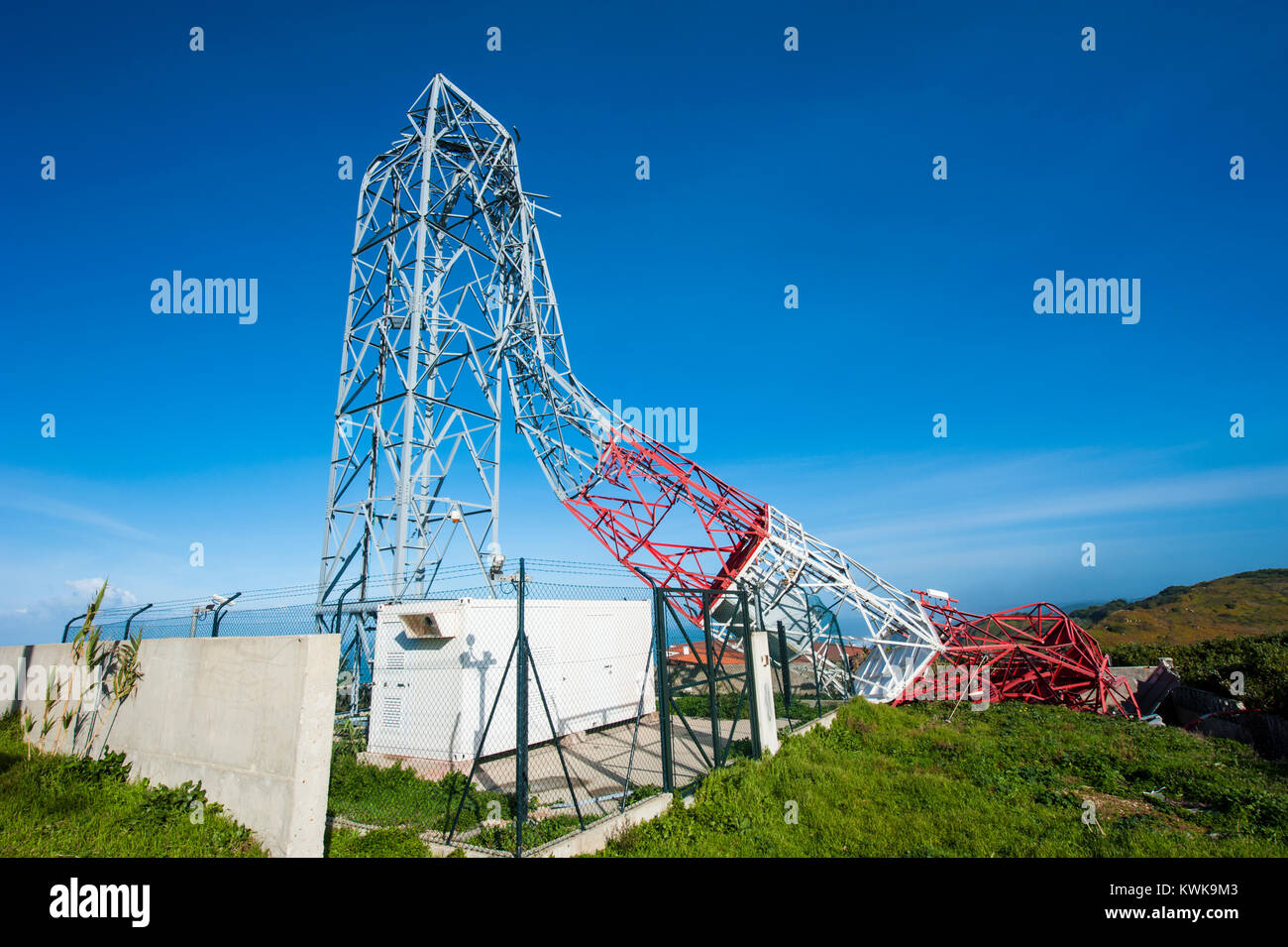 Collapsed telecommunications tower in Cabo da Roca, Portugal Stock ...