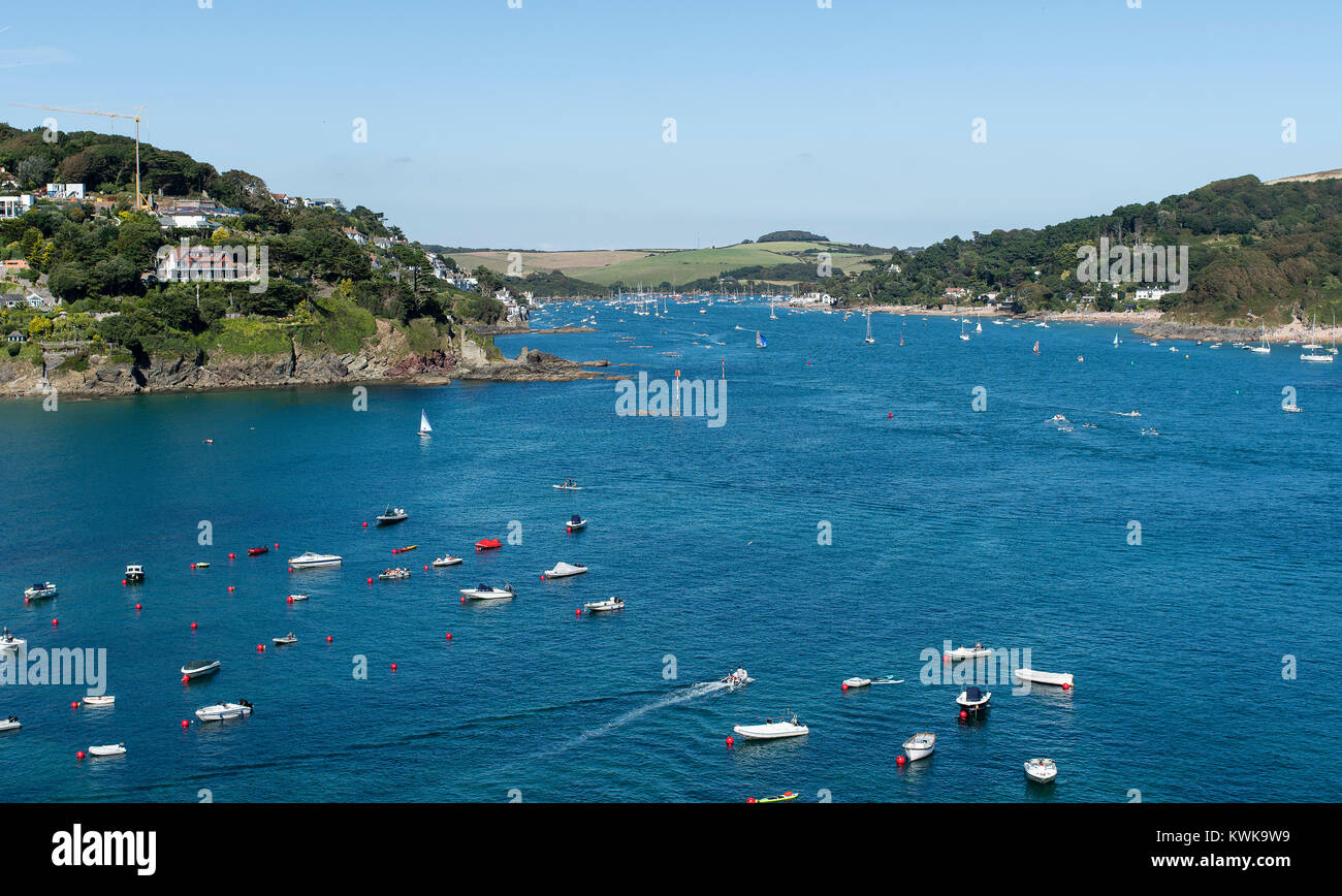 View of Salcombe Estuary, South Hams, Devon, England, UK Stock Photo ...