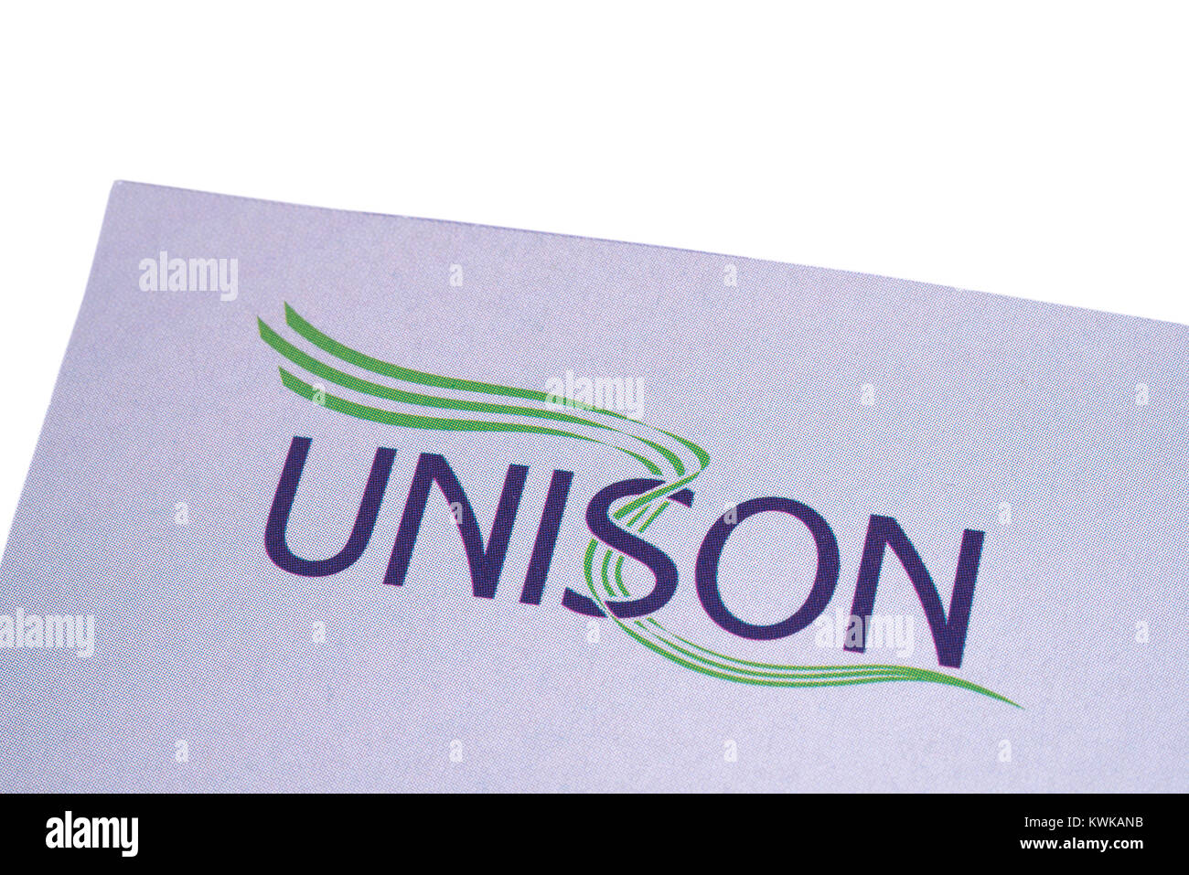 LONDON, UK - DECEMBER 18TH 2017: Close-up of the UNISON logo on a ...