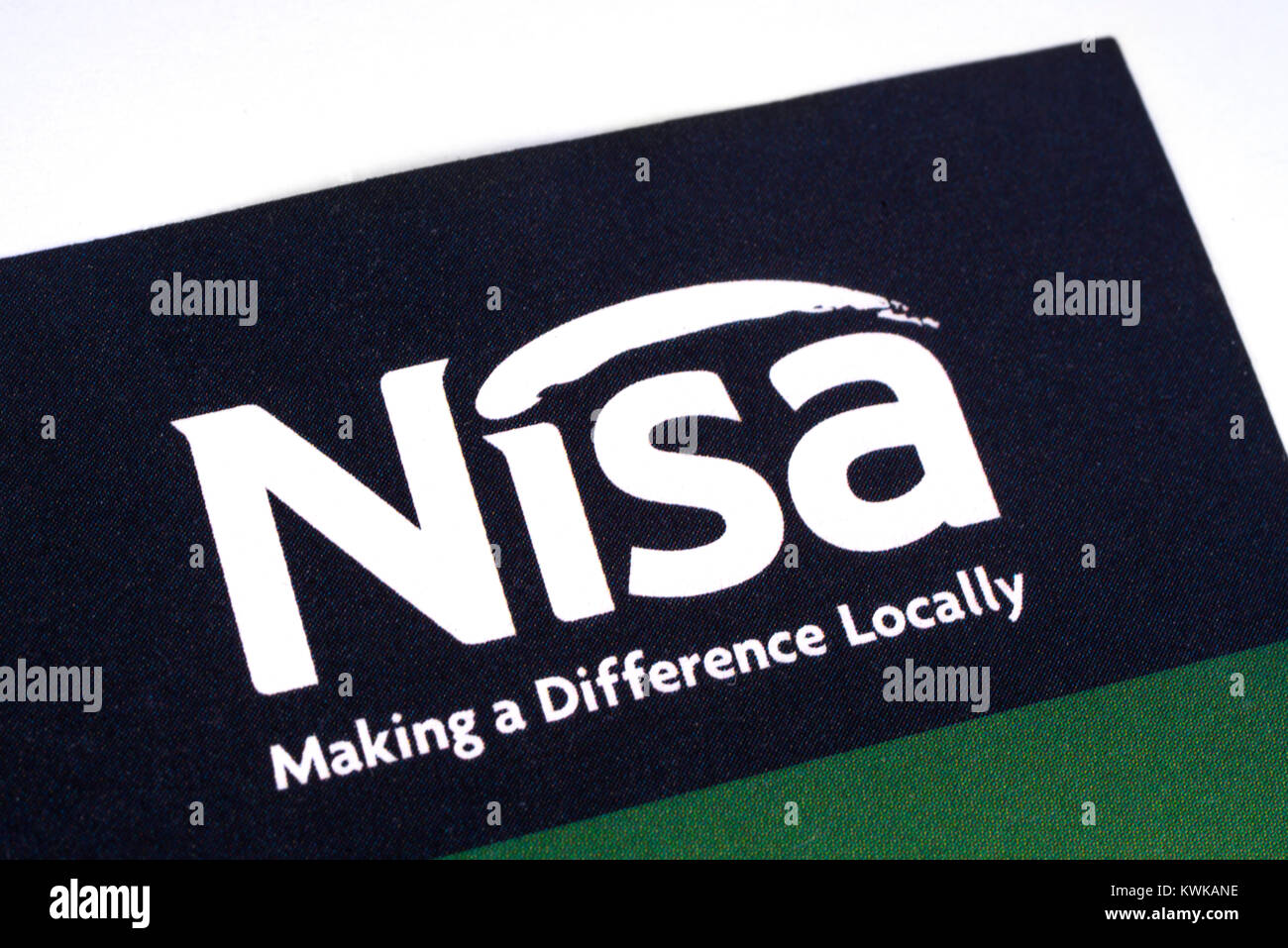 LONDON, UK - DECEMBER 18TH 2017: Close-up of the NISA logo on a leaflet ...