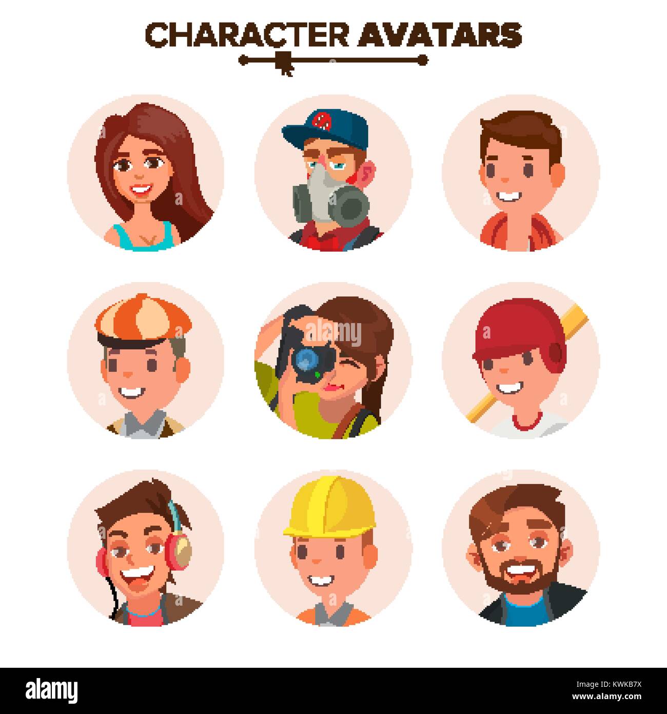 People Avatars Set Vector. Face, Emotions. Default Characters Avatar ...