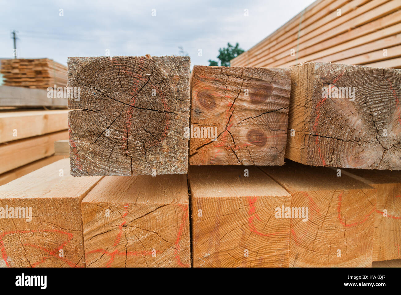 Wooden beams on the basis of an open construction Stock Photo - Alamy