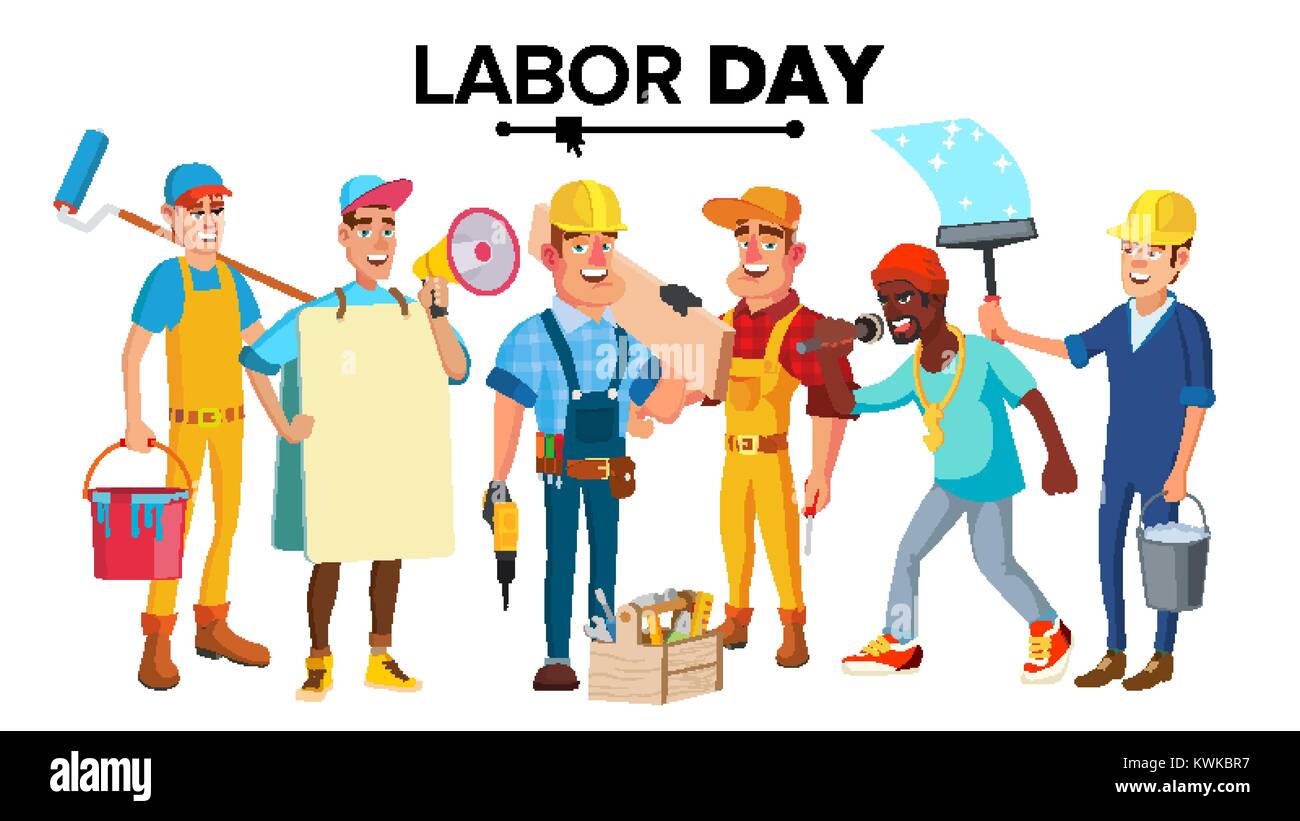 Labor Day Vector. Modern Workers Set. Isolated Flat Character ...