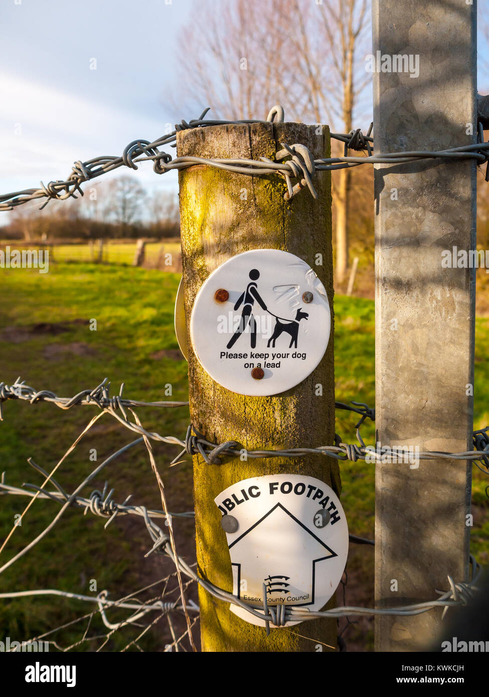 close up of please keep your dog on a lead circle white and black ...