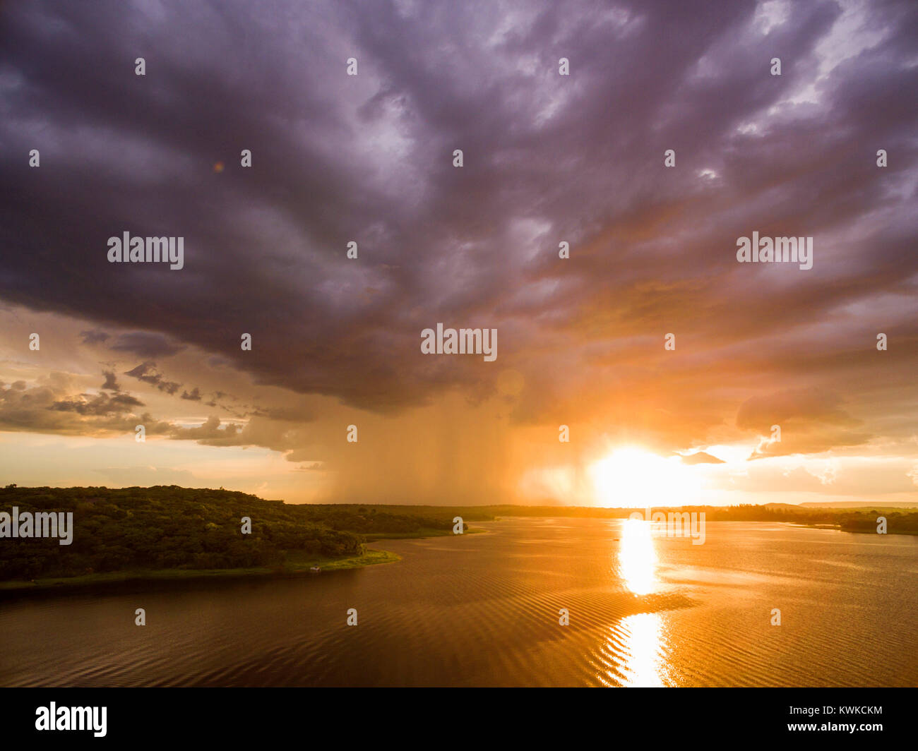 An aerial view of a dramatic sunset in Zimbabwedam Stock Photo - Alamy