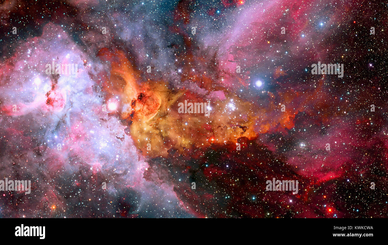 Fiery explosion in space. Abstract illustration of universe. Elements ...