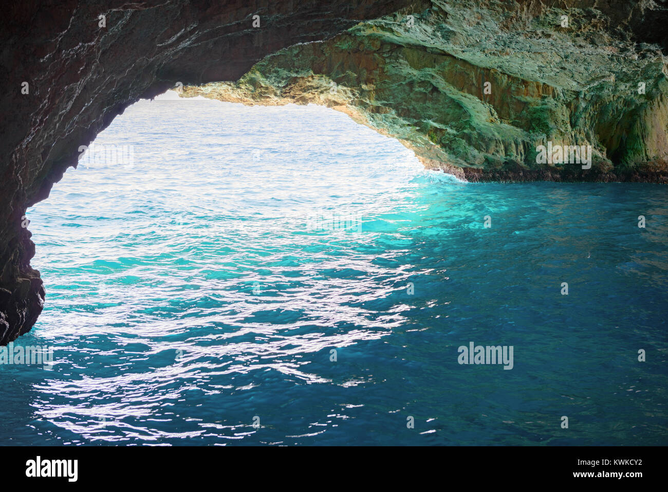 Natural Blue grot with two entrances near Zanjic in area of junction of ...