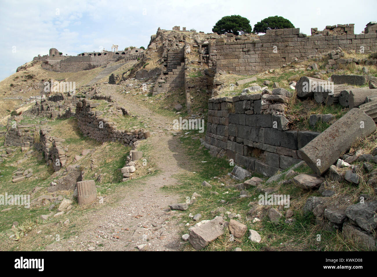 Footpath and ruins of acropolis in Pergam, Turkey Stock Photo - Alamy