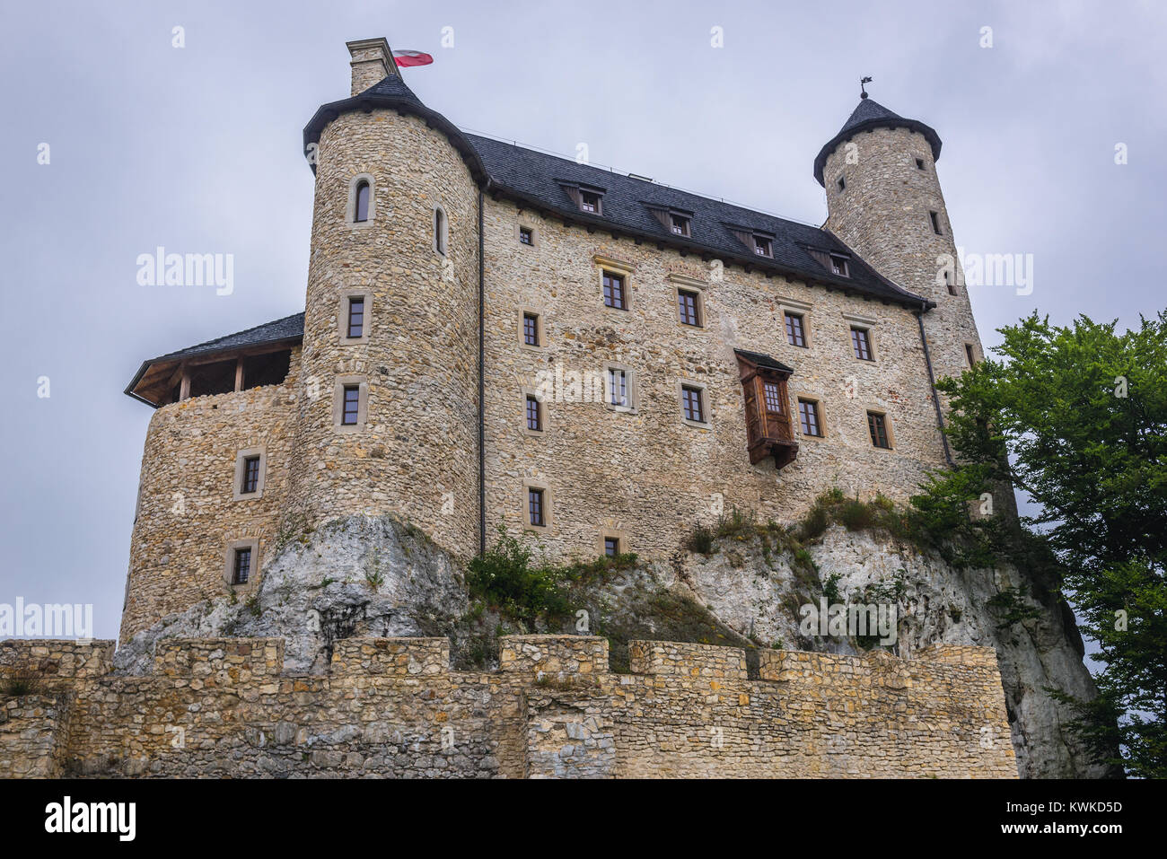 14th century completely restored castle in Bobolice village, part of ...