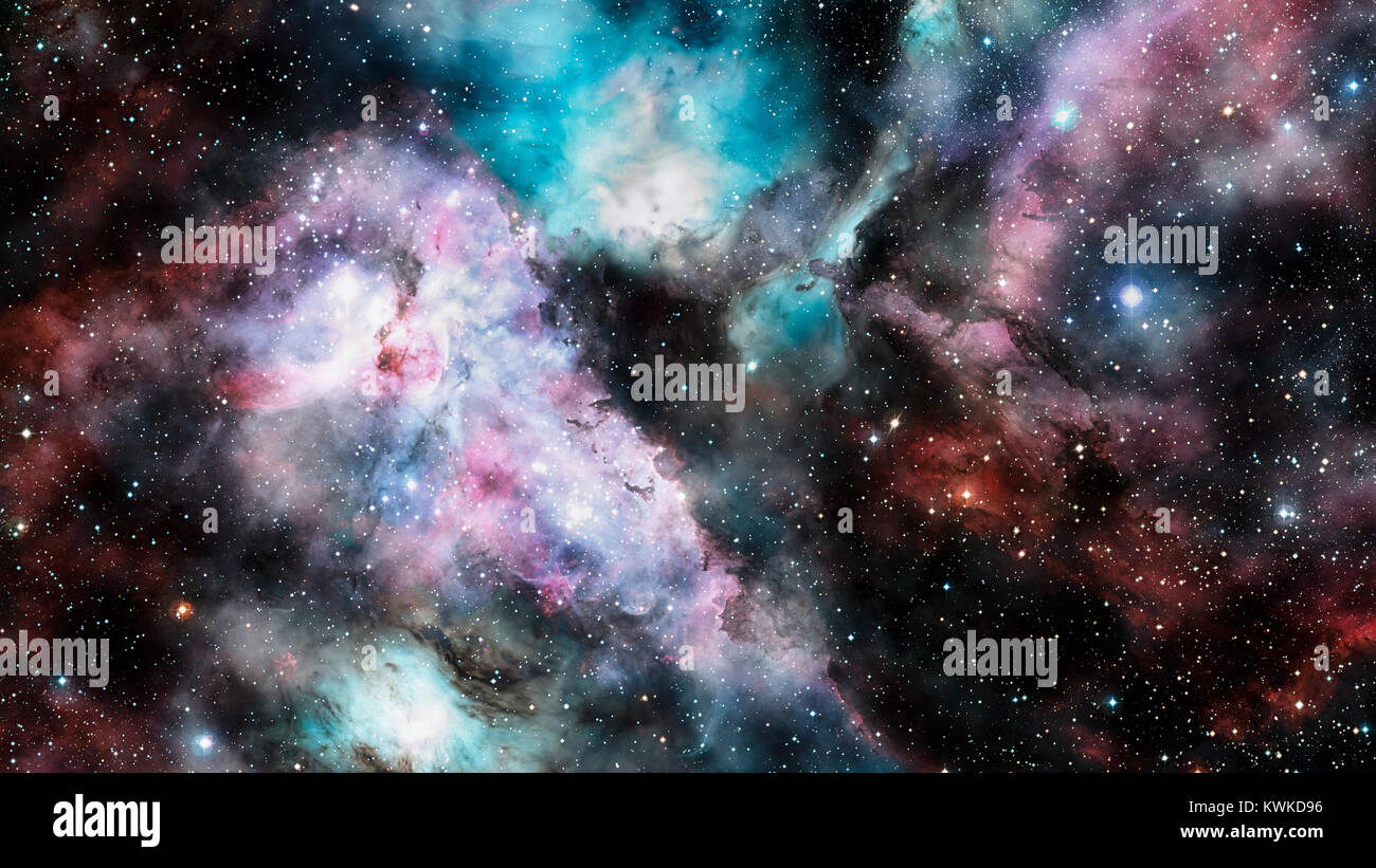 Nebula and galaxy. Majestic colorful background. Design of color clouds ...