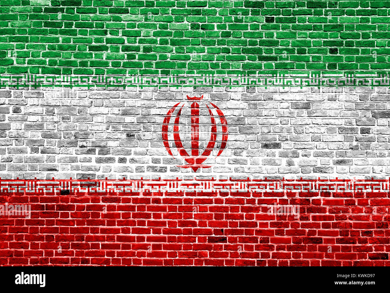 Flag of Iran painted on brick wall, background texture Stock Photo - Alamy