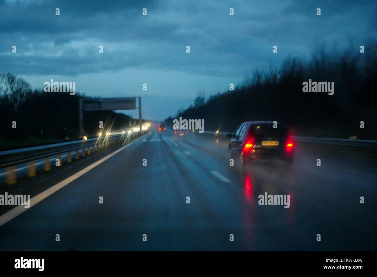 Driving on A19 Highway, France Stock Photo - Alamy