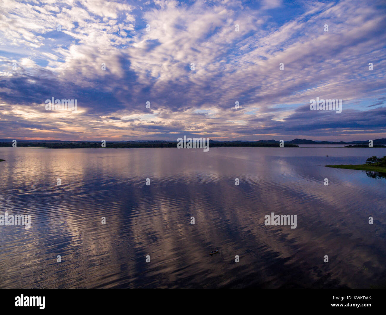 A storm evening aerial shgot at Zimbabwe's Mazvikadei dam Stock Photo ...
