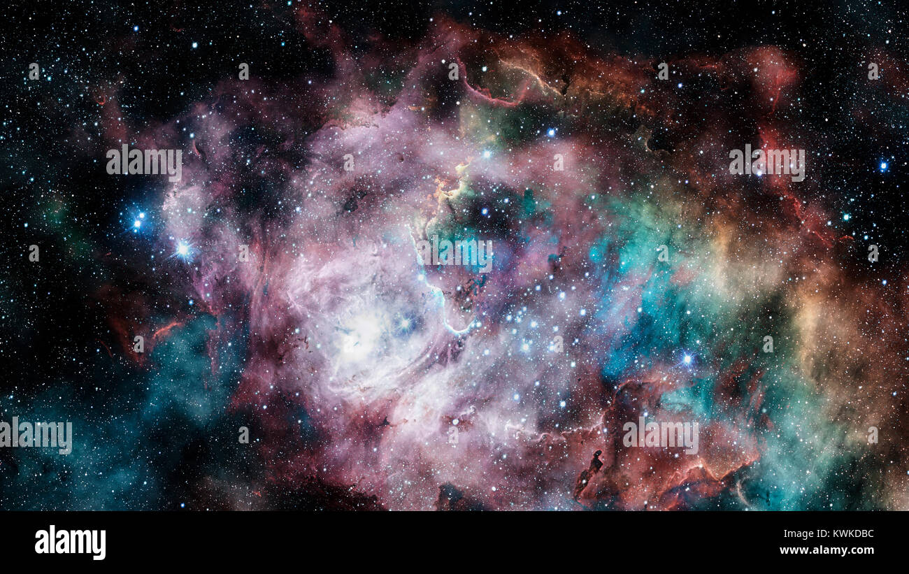 Fiery explosion in space. Abstract illustration of universe. Elements ...
