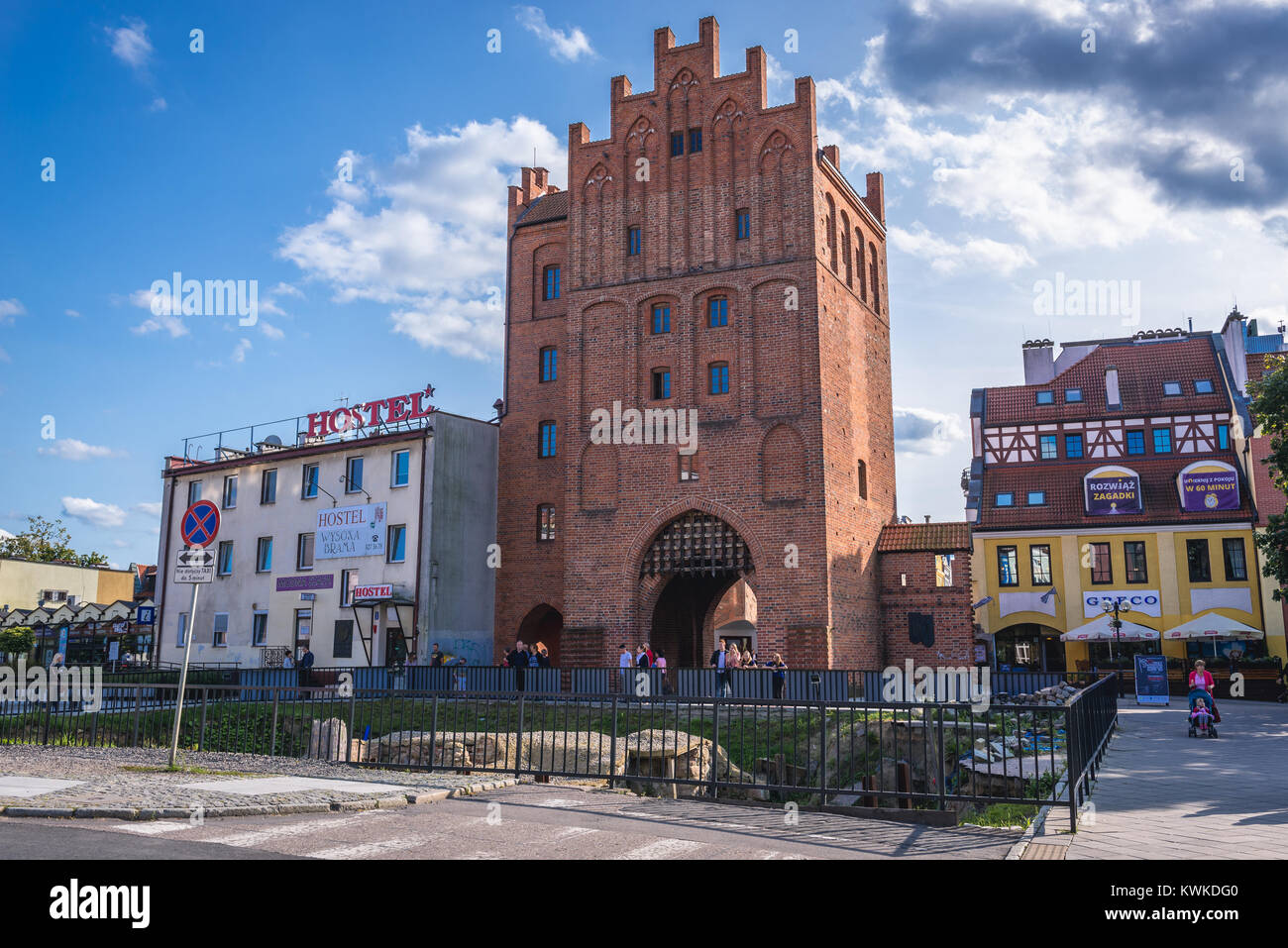 XIV century city gate called Upper Gate or High Gate in Olsztyn city in ...