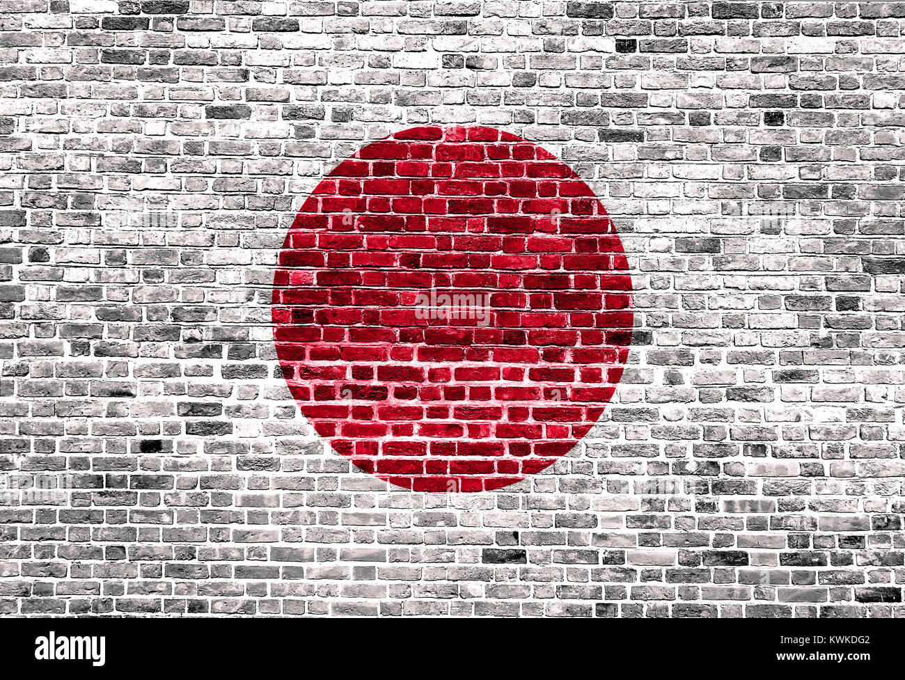 Flag of Japan painted on brick wall, background texture Stock Photo - Alamy