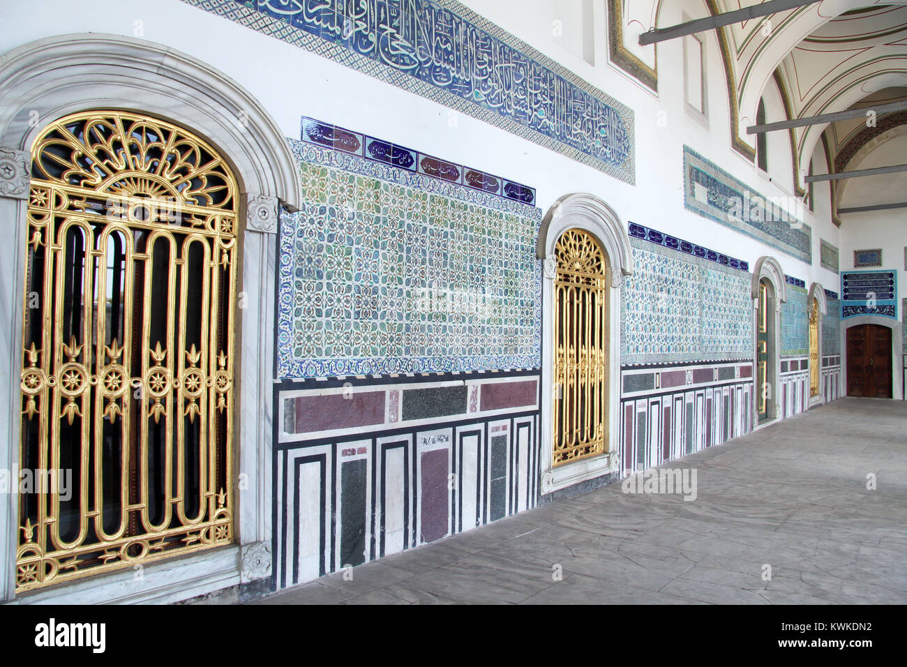 Wall, windows and door in Topkapi palace in Istanbul, Turkey Stock ...
