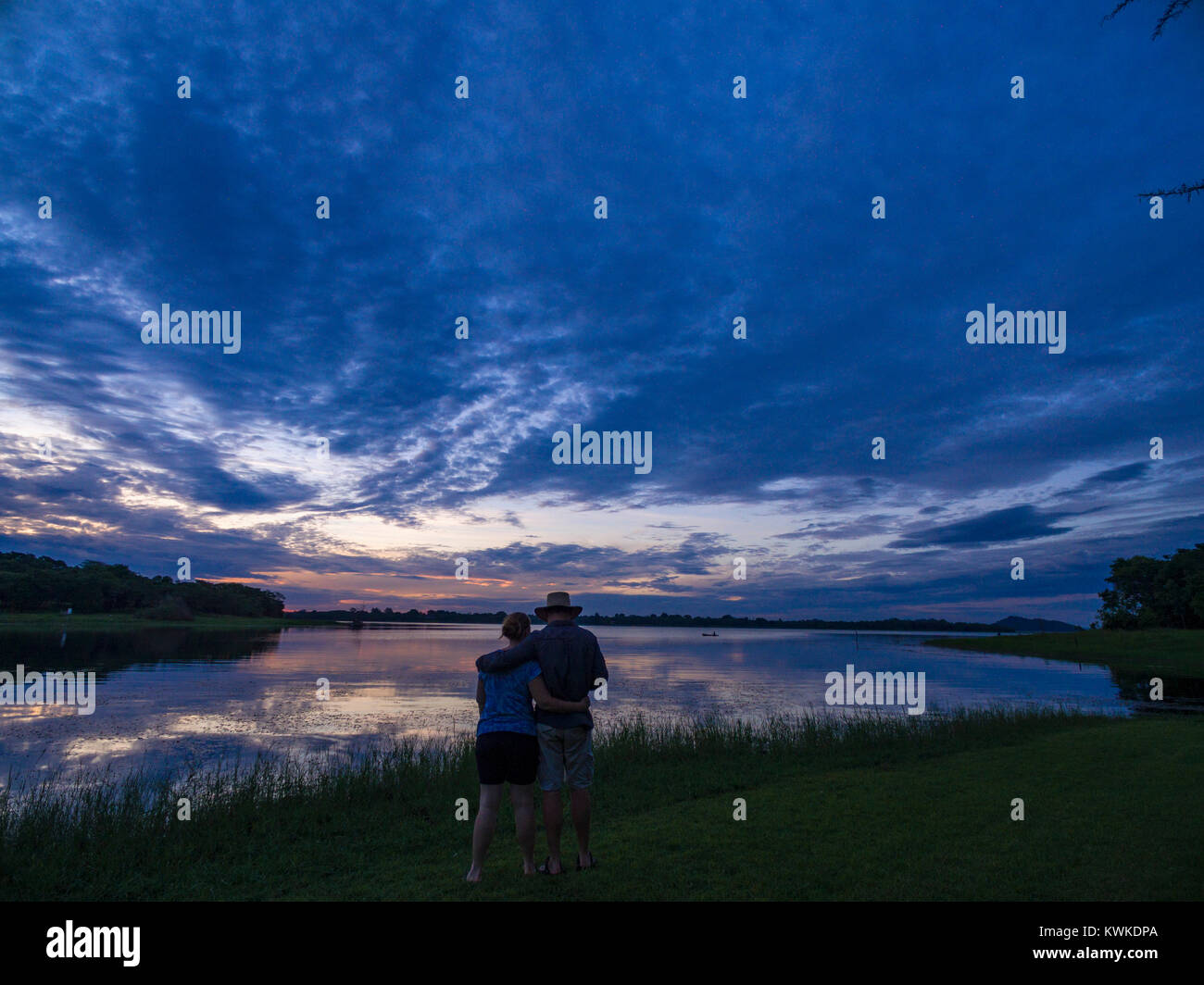 A storm evening aerial shgot at Zimbabwe's Mazvikadei dam Stock Photo ...