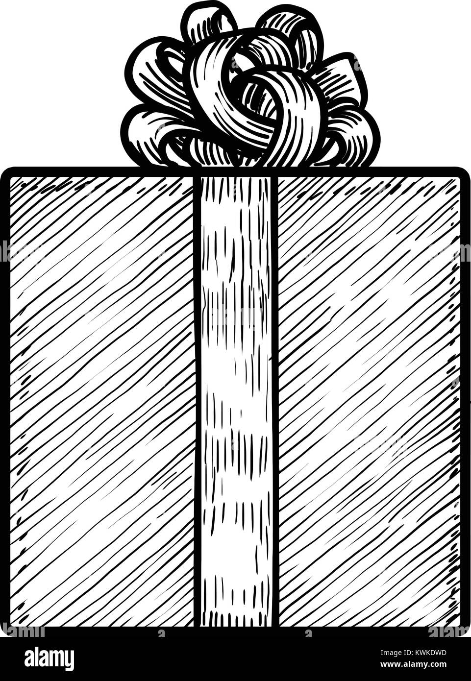 Gift box illustration, drawing, engraving, ink, line art, vector Stock ...