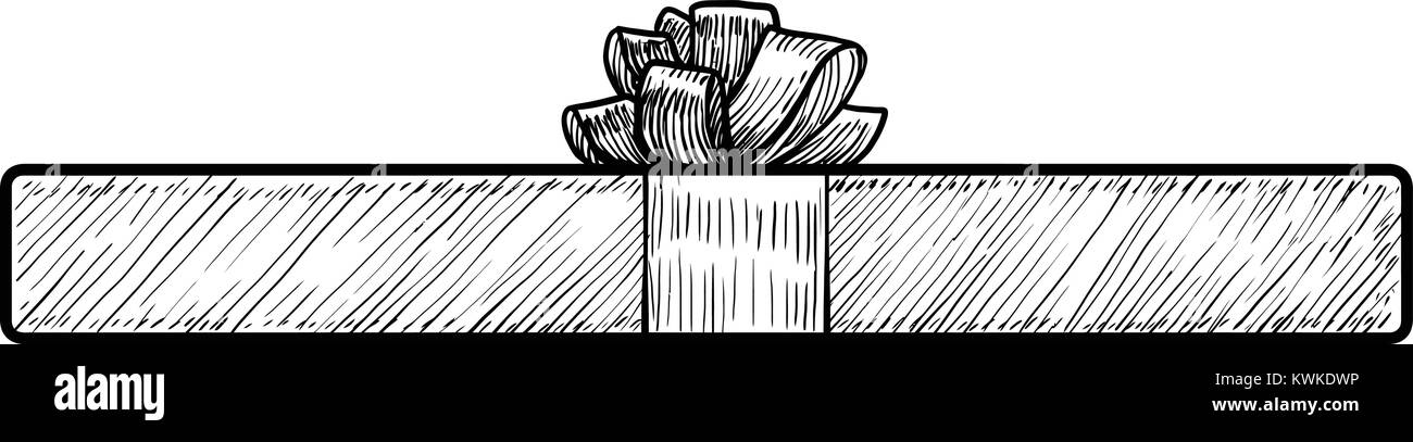 Gift box illustration, drawing, engraving, ink, line art, vector Stock ...
