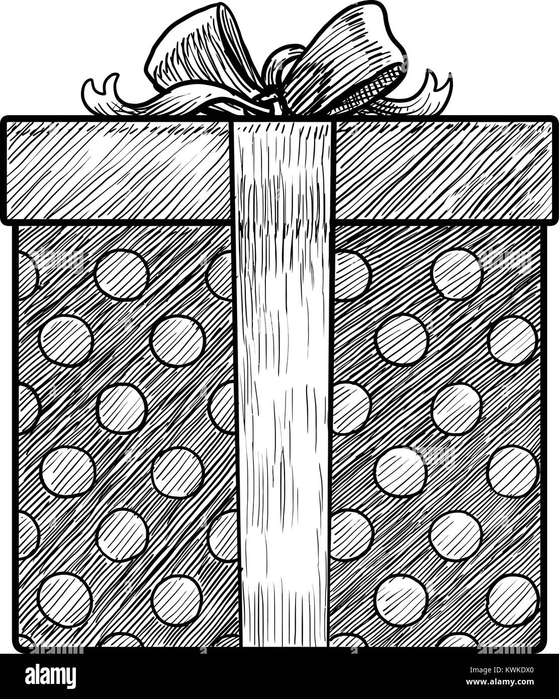 Gift box illustration, drawing, engraving, ink, line art, vector Stock ...