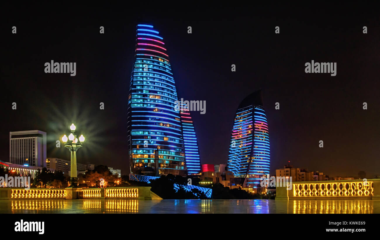 Night skyline baku azerbaijan hi-res stock photography and images - Alamy