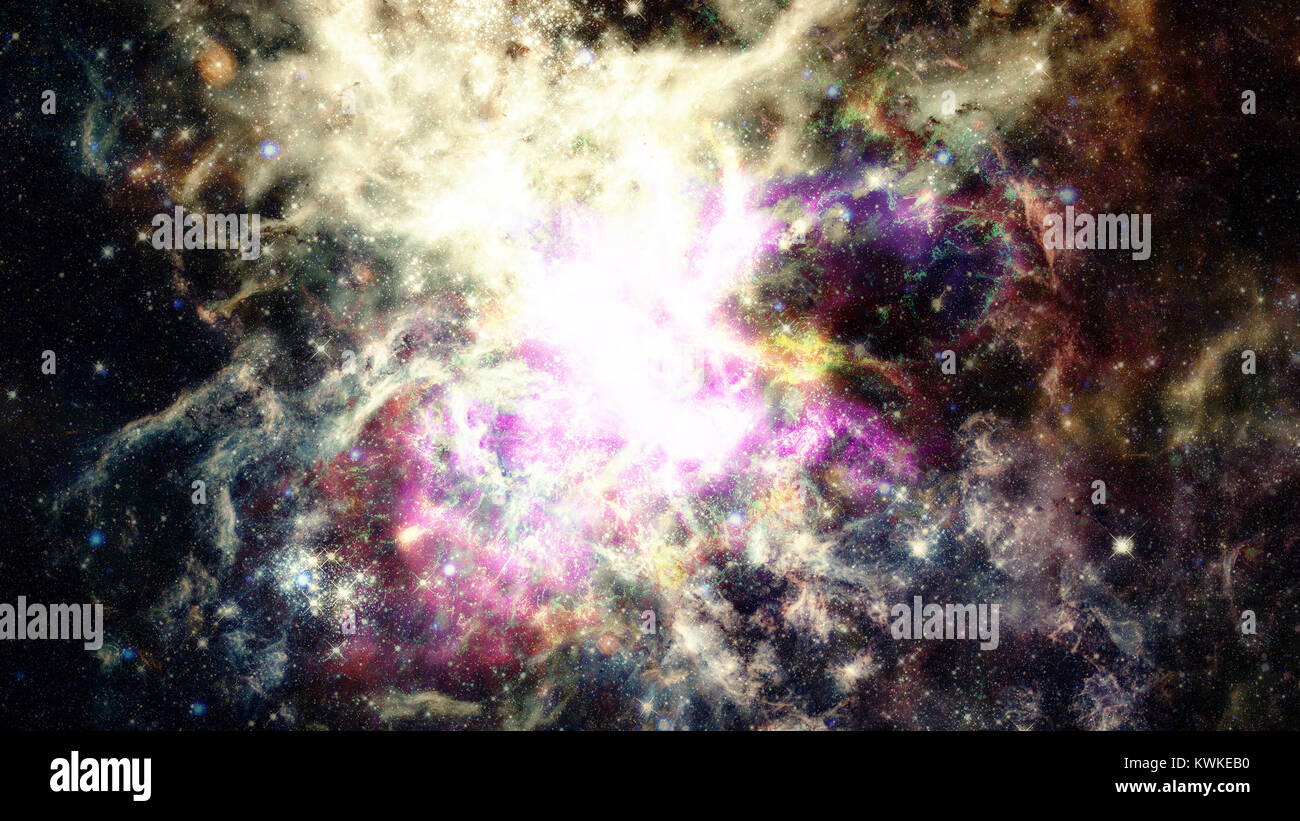 Fiery explosion in space. Abstract illustration of universe. Elements ...