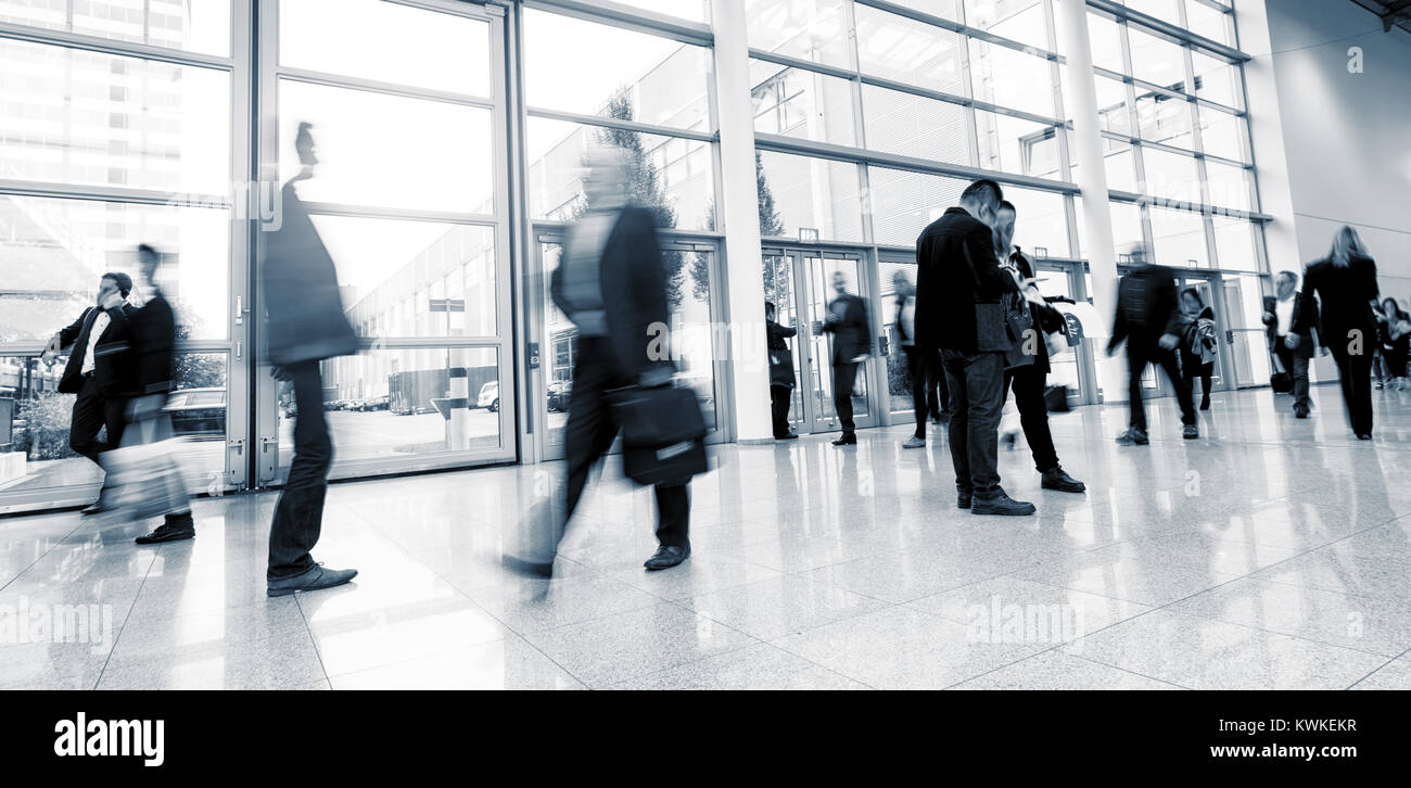 crowd of business people walking at a modern floor, including copy ...