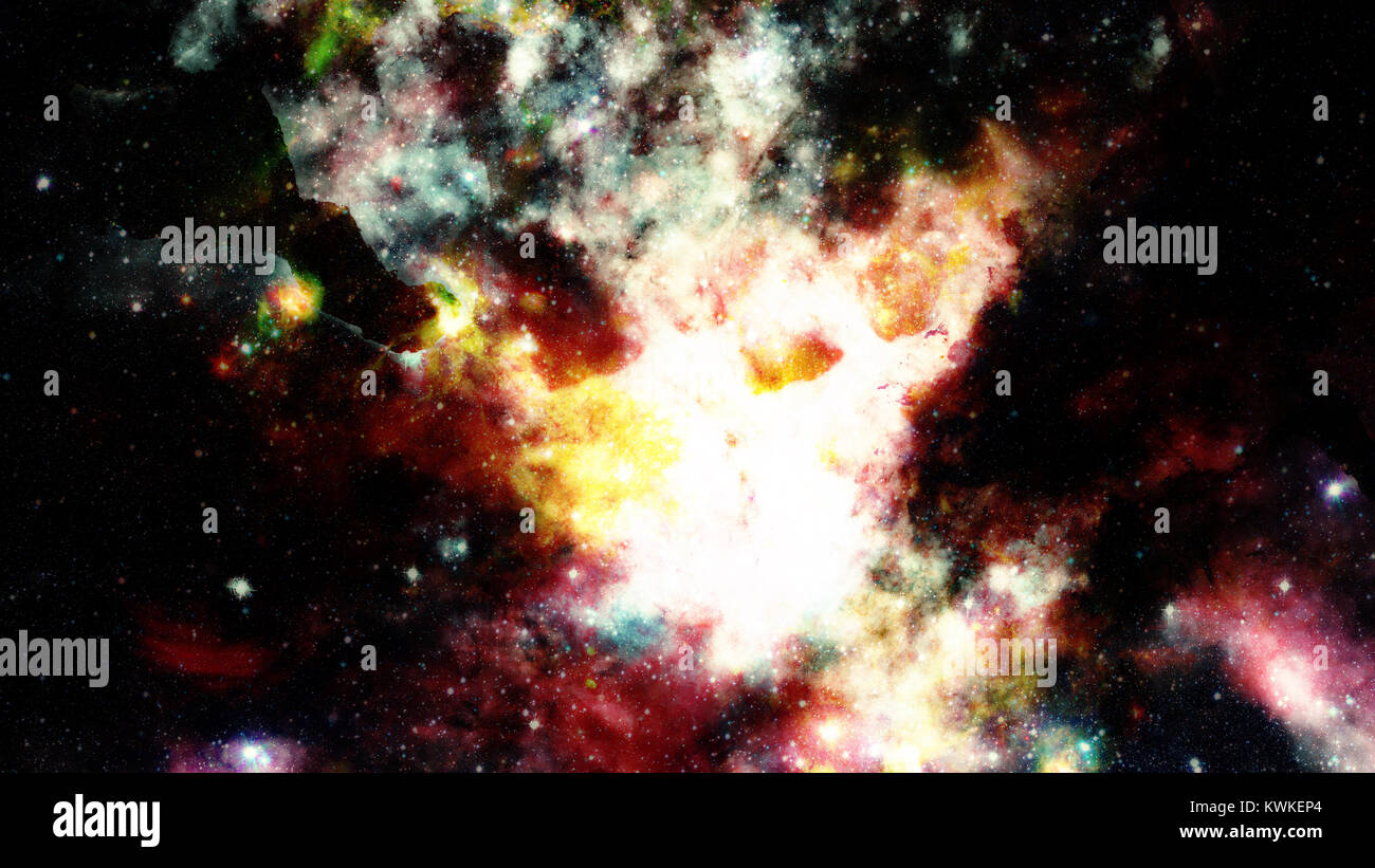 Fiery explosion in space. Abstract illustration of universe. Elements ...