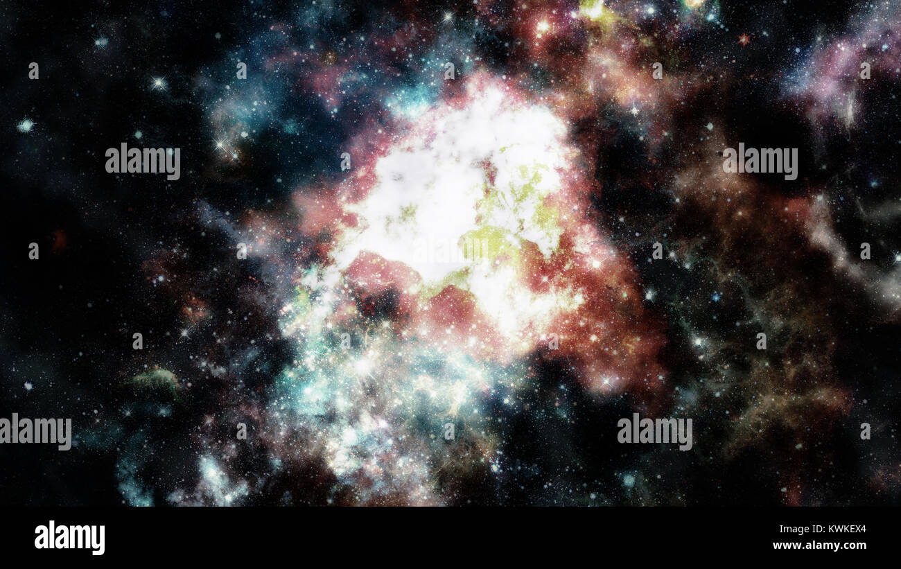 Fiery explosion in space. Abstract illustration of universe. Elements ...
