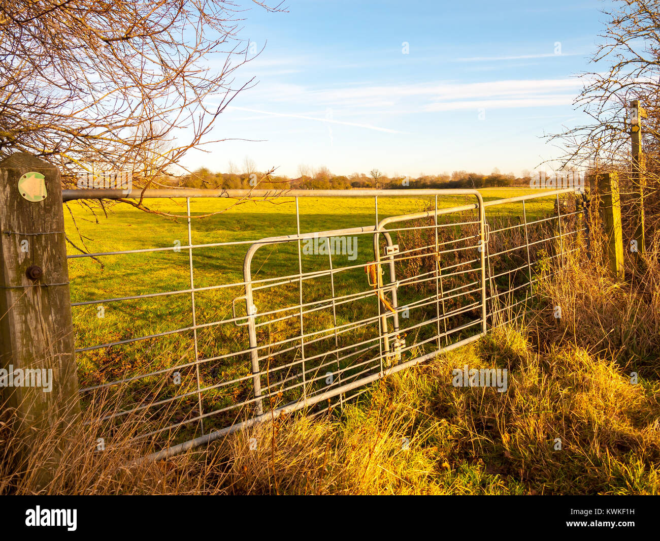 farmland metal farm gate field closed locked agriculture nature ...