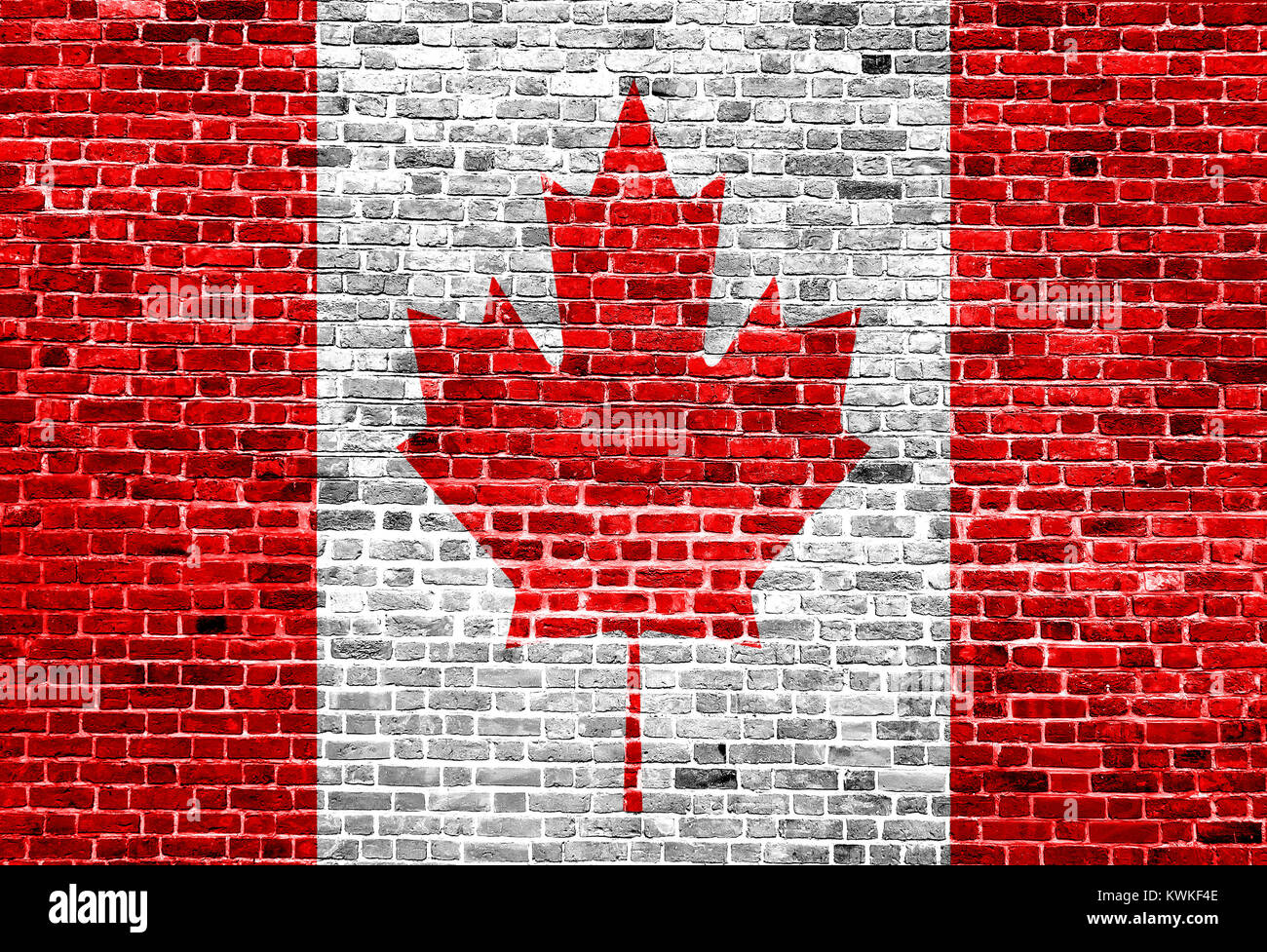 Flag of Canada painted on brick wall, background texture Stock Photo ...