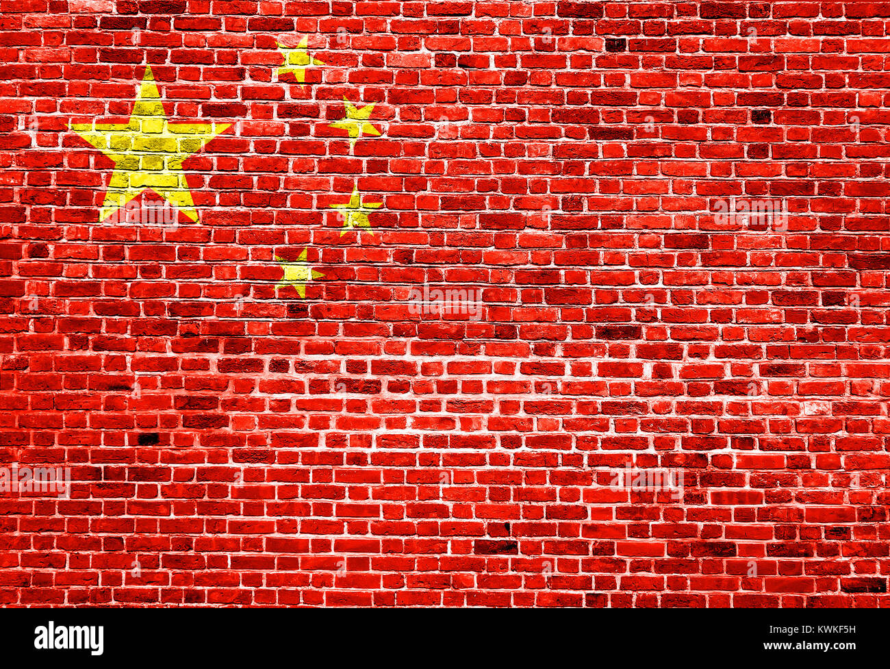 Flag of China painted on brick wall, background texture Stock Photo - Alamy