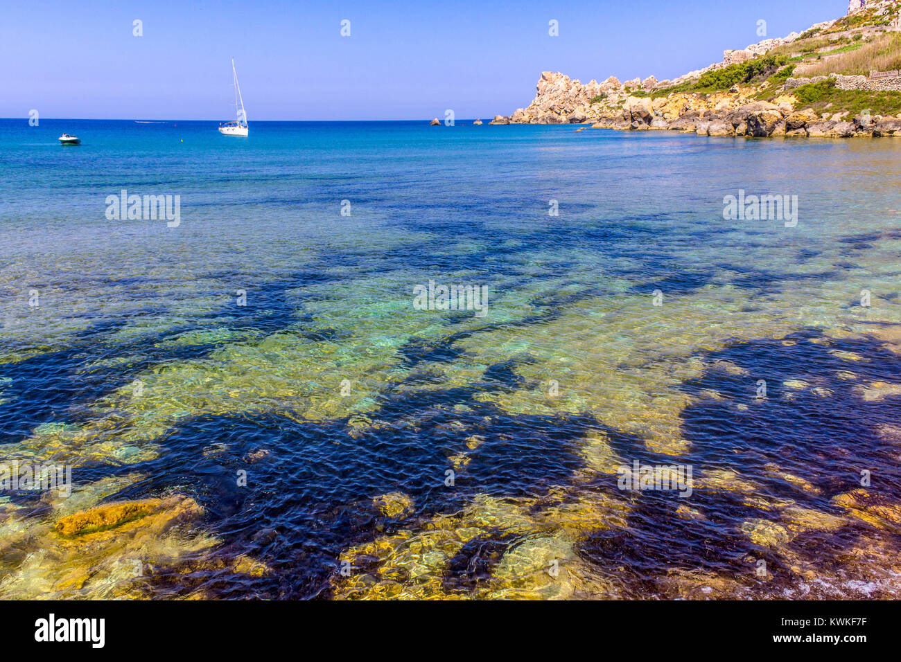 One of the beautiful and peaceful beach in Gozo island in the ...