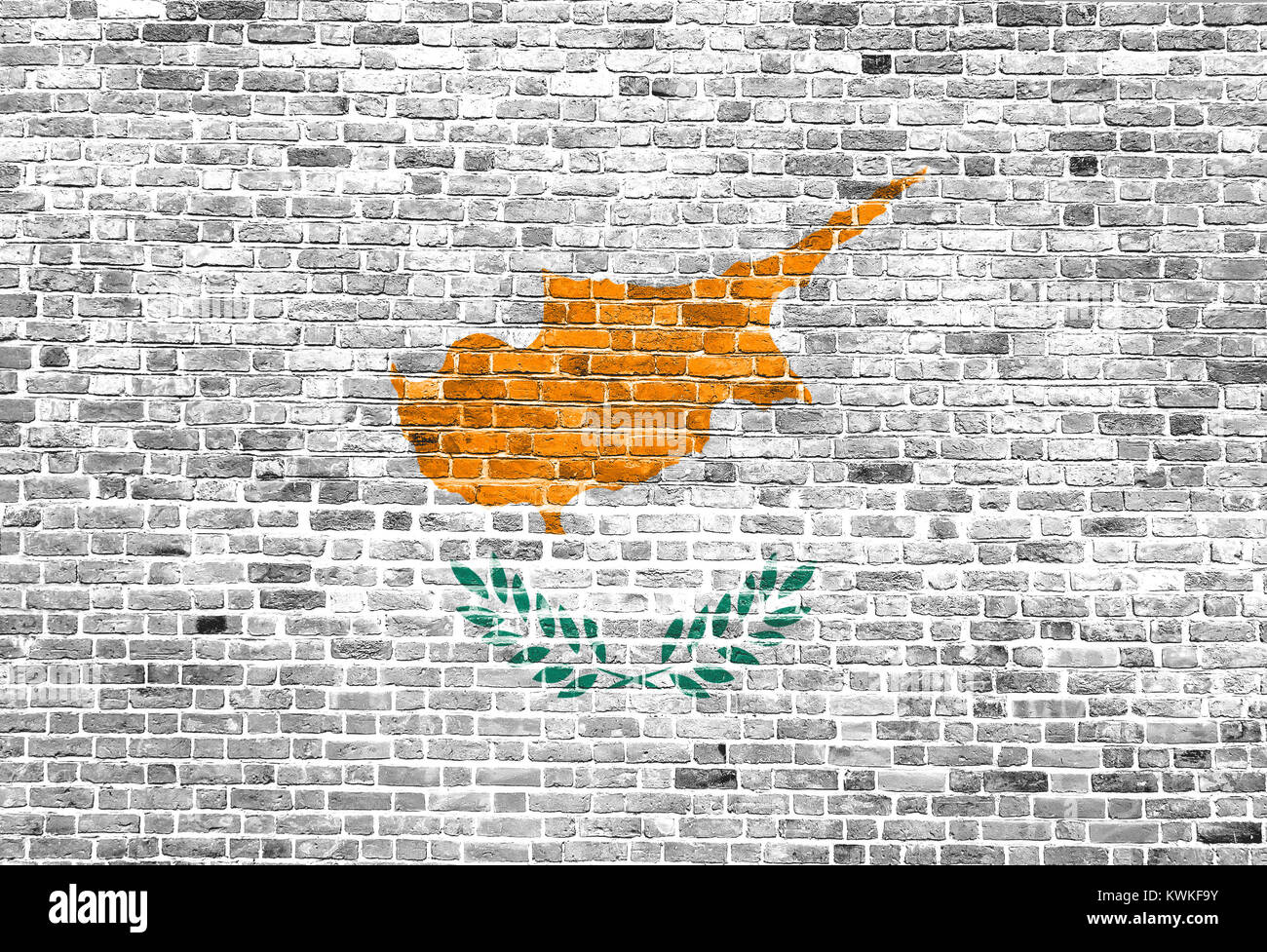Flag of Cyprus painted on brick wall, background texture Stock Photo ...