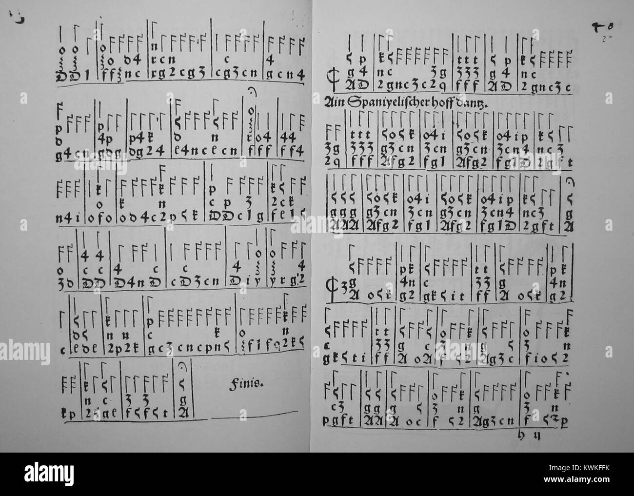 Page 40 from Hans Judenkünig’s ''Utilis'' showing musical tablature and ...