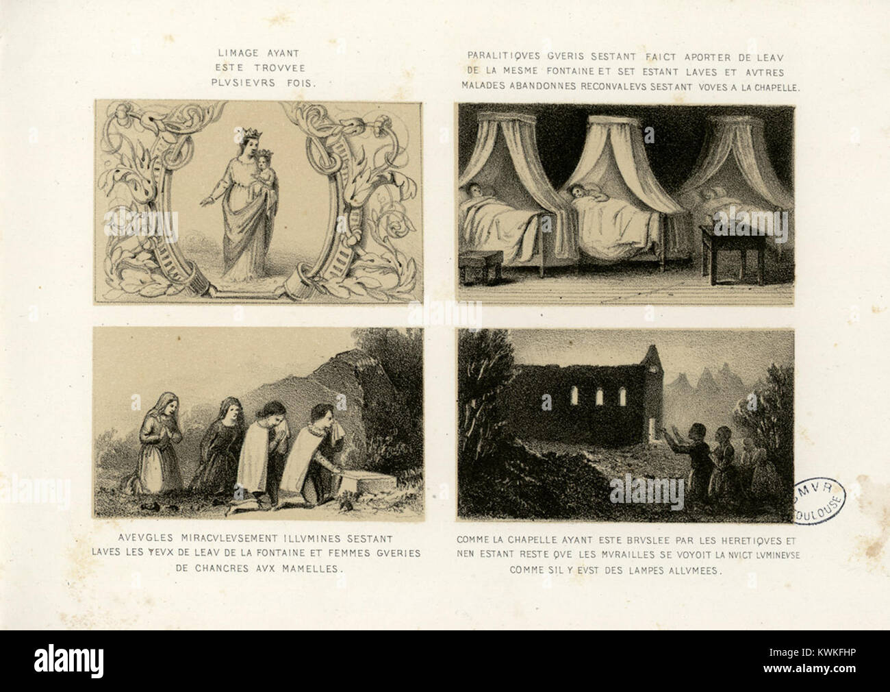 Four Illustrations of the Miracles of Betharram depicts religious ...