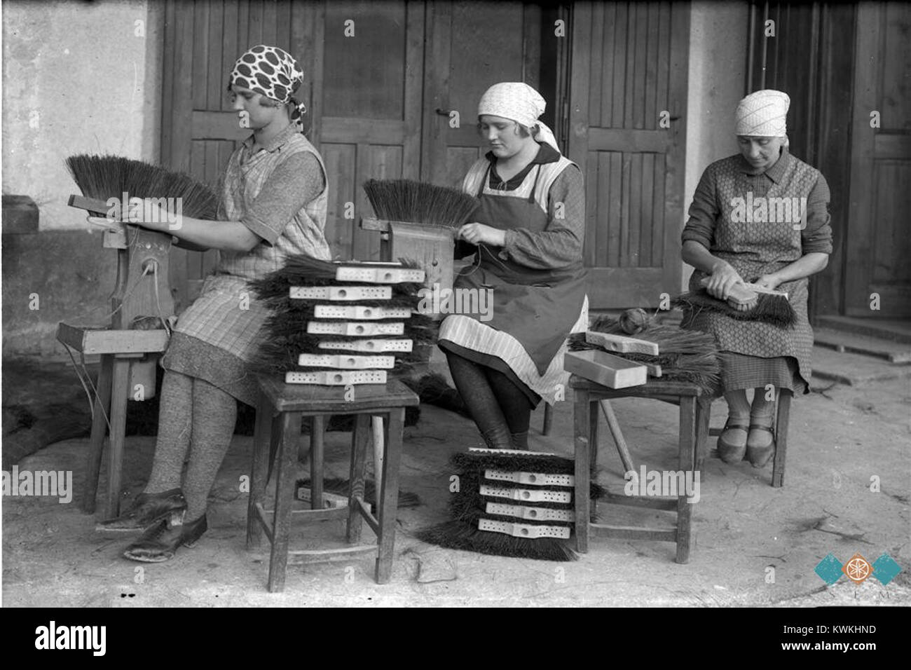 A photograph from the 1930s showing workers at Naglica's workshop ...