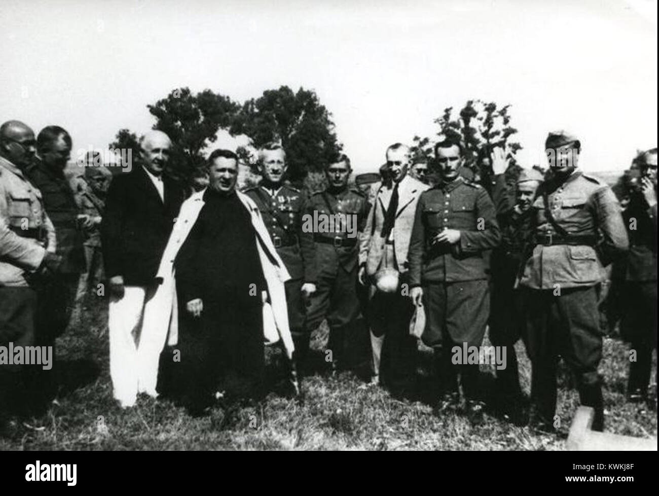 A historical photograph showing Polish priest and military chaplain Jan ...